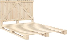 Rám postele s čelem bílý 140 x 200 cm masivní borové dřevo 3281552