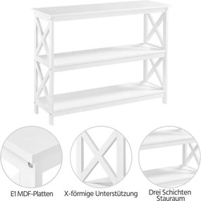 Odkládací stolek Yaheetech – bílá, 106 cm (délka) × 35 cm (šířka) × 80 cm (výška) (255329262730)