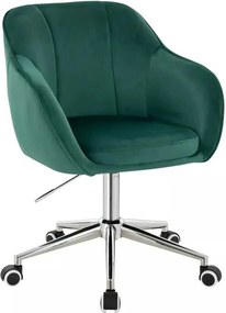 LuxuryForm DESIGN Otočná židle AVOLA VELUR na stříbrné podstavě s kolečky - zelená