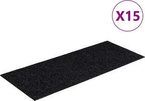Schodové rohože samolepicí 15 ks 60 x 25 cm černé obdélníkové 326914