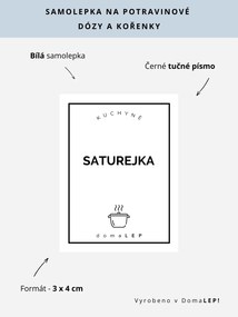 Samolepka na kořenky SATUREJKA bílá 3 × 4 cm tučné písmo