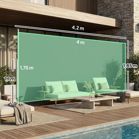 Výsuvná boční markýza, zástěna pro ochranu soukromí ve venkovním prostoru, vodoodpudivá, UV 50+, 420 x 185 cm, tmavě šedá