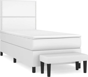 Box spring postel s matrací bílá 100x200 cm umělá kůže 3137588