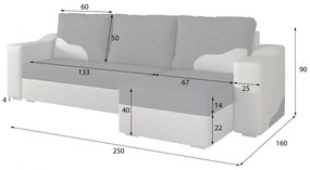 KENIX WILLIAM 2 rozkládací sedací souprava s úložným prostorem černo - červená 250 x 90 x 160 cm