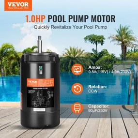 0,75 kW motor bazénového čerpadla 115/230 V 9,8/4,9 A 56J 3450RPM 90μF/250 V