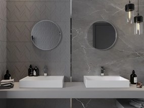 Mexen Loft, kulaté koupelnové zrcadlo 30 cm, barva rámu broušená ocel, 9850-030-030-000-10