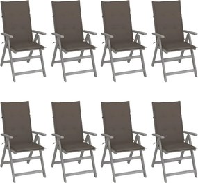 vidaXL Zahradní polohovací židle s poduškami 8 ks akáciové dřevo [3075141] Barva: taupe