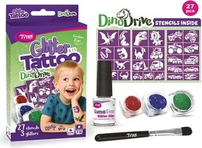 TYTOO Sada třpytivých tetování DinoDrive / Motiv dinosauři a auta / od