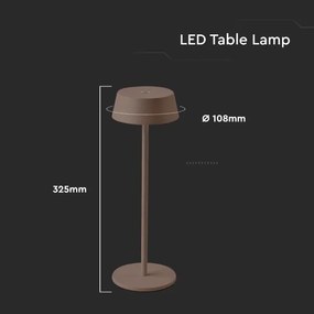 LED Venkovní stmívatelná dotyková dobíjecí stolní lampa LED/2W/5V IP54 hnědá