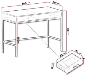 Konzolový stolek MONO 78x104 cm béžová/černá
