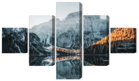 Vícedílný obraz Italské Jezero Braies 3D Nedostatek Nedostatek Přírodní plátno 250x150