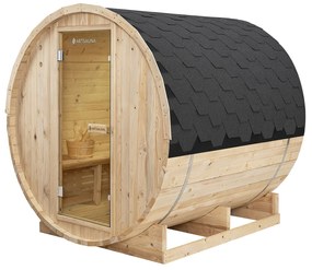 Juskys Venkovní sudová sauna Spitzbergen L délka 180 cm průměr 180 cm (6 kW)