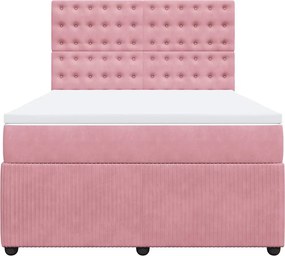 Box spring postel s matrací růžová 140x200 cm samet 3292375