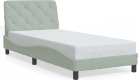 Rám postele s LED bez matrace světle šedý 90 x 200 cm samet 3213831