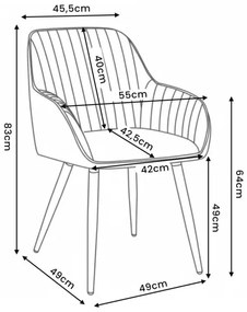 Sada dvou jídelních židlí TURNO sametové, černé / černé nohy (2 ks)
