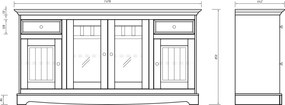 Bílý nábytek Dřevěná komoda Belluno Elegante, 4 dveřová, dekor bílá | zlatý dub, masiv, borovice