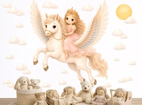 Princezna na Pegasovi dívčí samolepky na zeď arch 42 x 45 cm