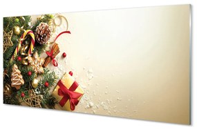 akrylový obraz Větvičky dárky perník kužely 125x50 cm