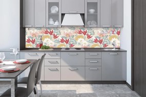 DIMEX | Fototapeta do kuchyně Vintage květinový vzor KI-260-216 | 260 x 60 cm | vícebarevná, růžová, zelená