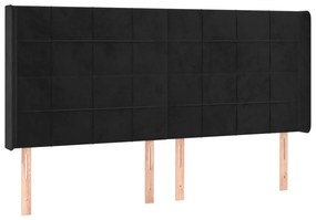 Box spring postel s matrací a LED černá 200x200 cm samet,  3139585