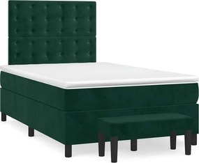 Box spring postel s matrací tmavě zelená 120 x 200 cm samet 3138076