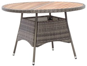 vidaXL Zahradní stůl šedý 115 x 74 cm polyratan a akáciové dřevo
