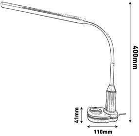 Stmívatelná LED stolní lampa se šroubovacím úchytem, 5W, 300lm denní světlo, bílá