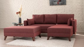 Hanah Home Dvoumístná pohovka BELLA vínová pravá 205 cm s taburetem 825BLC1519