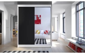 Šatní skříň Belgia I, Barva: bílá + černá + zrcadlo, Osvětlení: bez osvětlení