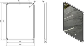 Sapho, FLOAT LED podsvícené zaoblené zrcadlo v rámu 600x800mm, bílá, 22572