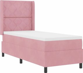 Postel s boxspringem s čelo Růžová 80 x 200 cm samet 3342037
