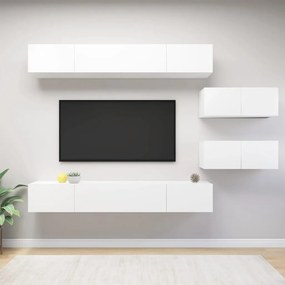 6dílný set TV skříněk bílý kompozitní dřevo 3078728
