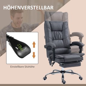 Vinsetto Kancelářská Židle s Vzduchovým Masážním Ergonomickým Designem, S Hřejivým Bederním Polštářem, Funkcí Nákledu, Opěrkou na Nohy, Výškově Nasta…