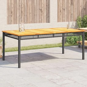 Zahradní stůl černý 180 x 90 x 75 cm polyratan akáciové dřevo - Default Title
