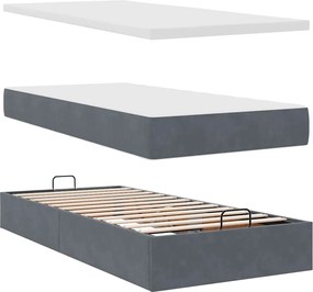 Osmanský rám postele s matrací tmavě šedá 100x200cm samet 3312531
