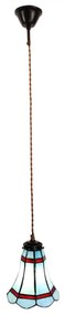 Modrá závěsná Tiffany lampa červené pruhy RedLine – 15x115 cm