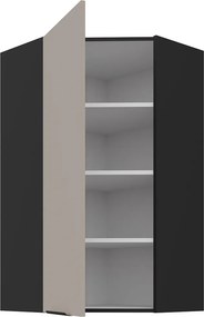 ARIA cb | horní kuchyňská skříňka 60x60 GN-108 1F (45°) rohová s policemi | 60x60 cm | EXTRA VYSOKÁ | černá/béžová