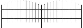 Zahradní plot s kopím nahoře ocelový 337 x 100 cm černý 277713