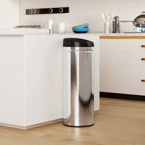 HOMCOM 50litrový senzorový odpadkový koš s funkcí Soft-Close, bezdotykový odpadkový koš z nerezové oceli pro hygienické kuchyně, kanceláře, stříbrná …