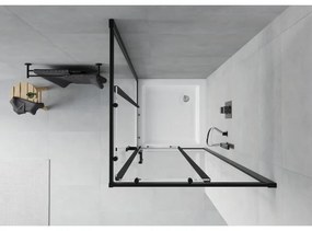 Mexen Rio čtvercový sprchový kout 80 x 80 cm, Průhledné, Černá + sprchová vanička Rio, Bílá - 860-080-080-70-00-4510