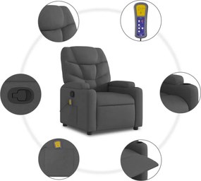Masážní křeslo s polohovacím mechanismem, tmavě šedé, látkové 3205613
