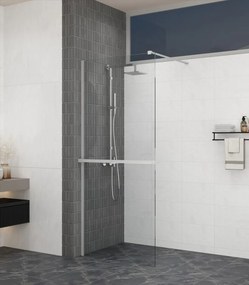 Erga Paris, sprchová zástěna Walk-In 30x200 cm, 8mm šedé sklo, bílý matný profil, ERG-V02-PARIS-030x200-GR-WH