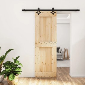 Posuvné dveře s kováním 70 x 210 cm masivní borové dřevo,  3203145