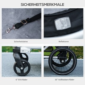 PawHut 2-in-1 cyklo vozík pro psy, kočárek pro domácí zvířata s bezpečnostním vodítkem, kočárek pro psy s reflexními plochami a tlumiči nárazů pro st…