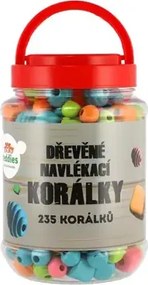 TEDDIES Dřevěné korálky barevné 235 ks / Kreativní sada / Dóza / od 3