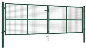 vidaXL Pletivová zahradní brána ocel 400 x 125 cm zelená