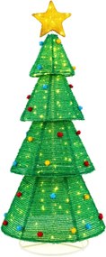 Costway LED vánoční stromek umělý 190 cm osvětlený vánoční stromeček s 200 LED