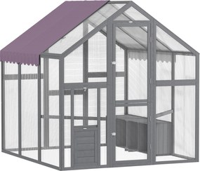 PawHut Kur značka 1.7x1.8x1.8 m - Venkovní ohrada s uzamčením a kurím domem z taninového dřeva s voděodolnou, UV-ochrannou střechou pro 6-8 slepic, ka