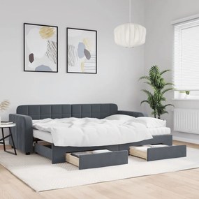 Válenda s přistýlkou a zásuvkami tmavě šedá 80 x 200 cm samet 3196995