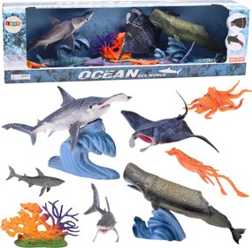 LEAN Toys Sada figurek mořských zvířat s pohyblivými částmi – rejnok